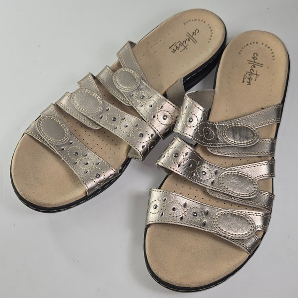 Clarks | Shoes | Clarks Collection Womens Gold Metallic Comfort Slip On ...